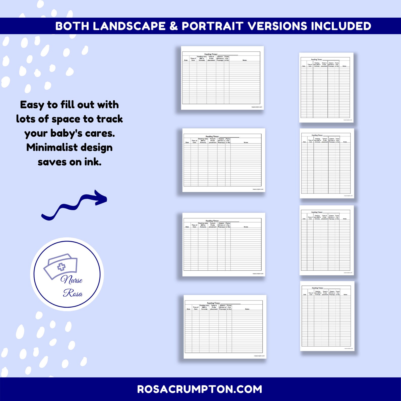 Printable NICU to Home New Baby Tracker Tube Feeding Daily Chart ...