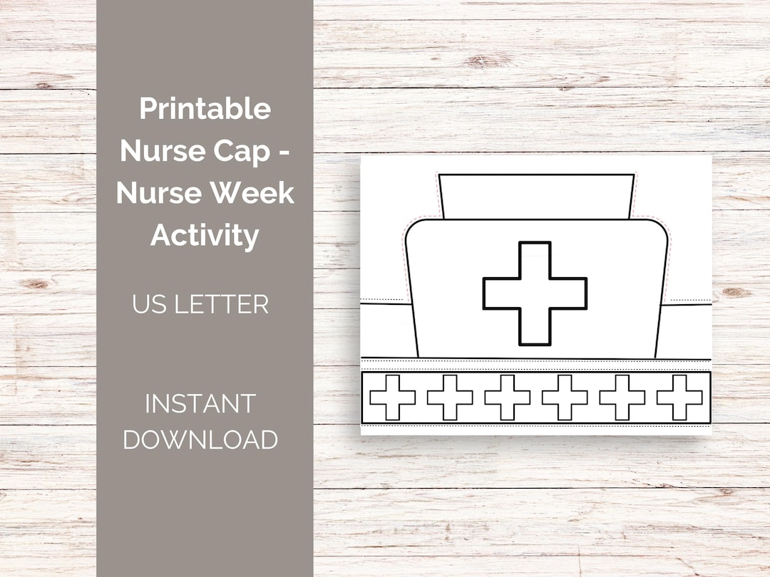 Nurse Hat Cap Printable Coloring Sheet, Nurse Week Month Digital Page ...