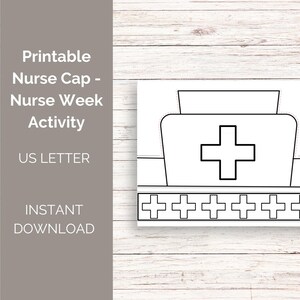 Nurse Hat Cap Printable Coloring Sheet, Nurse Week Month Digital Page ...