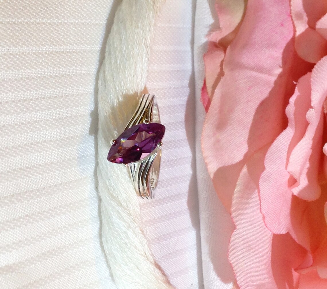 Sparkling Marquis Shaped Alexandrite Lab Corundum Ring 925 - Etsy