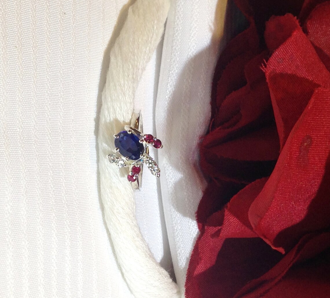 Sparkling Red White and Blue Ring 925 Sterling Silver - Etsy