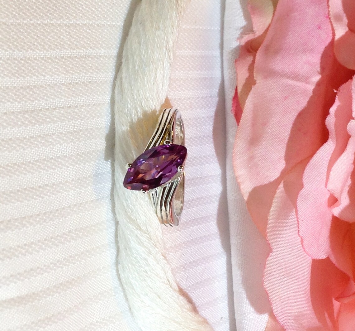 Sparkling Marquis Shaped Alexandrite Lab Corundum Ring 925 - Etsy