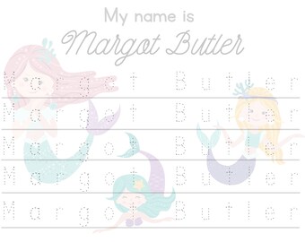 Personalized Custom Name Handwriting Practice Activity Worksheet Pink ...