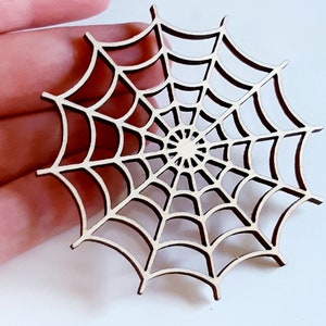 Set of 6 Wooden Spider Web Cut Outs Halloween Decoration, Spooky Decor ...