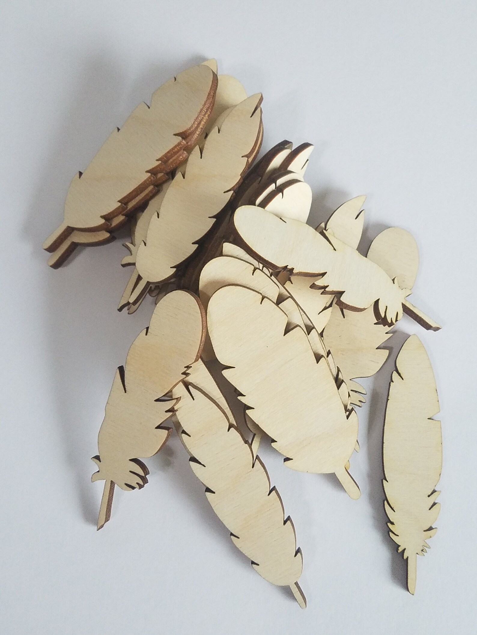 Wooden Feather Shape Cut Outs Embellishments Scrap Booking - Etsy
