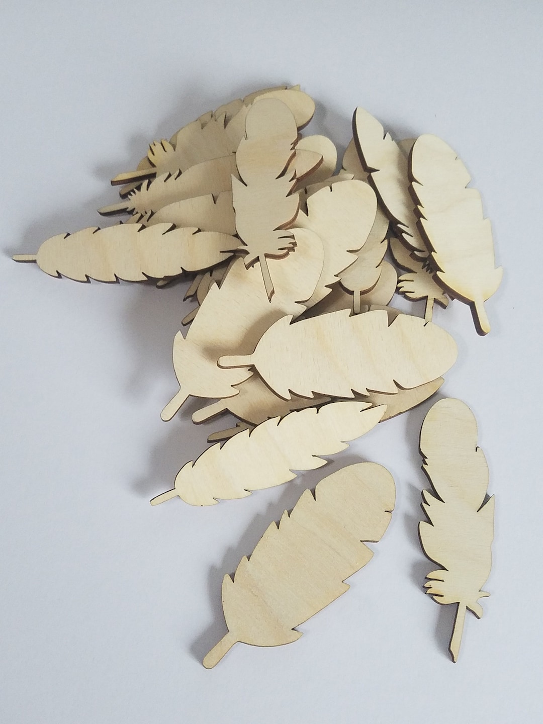 Wooden Feather Shape Cut Outs ( Embellishments, Scrap Booking, DIY ...