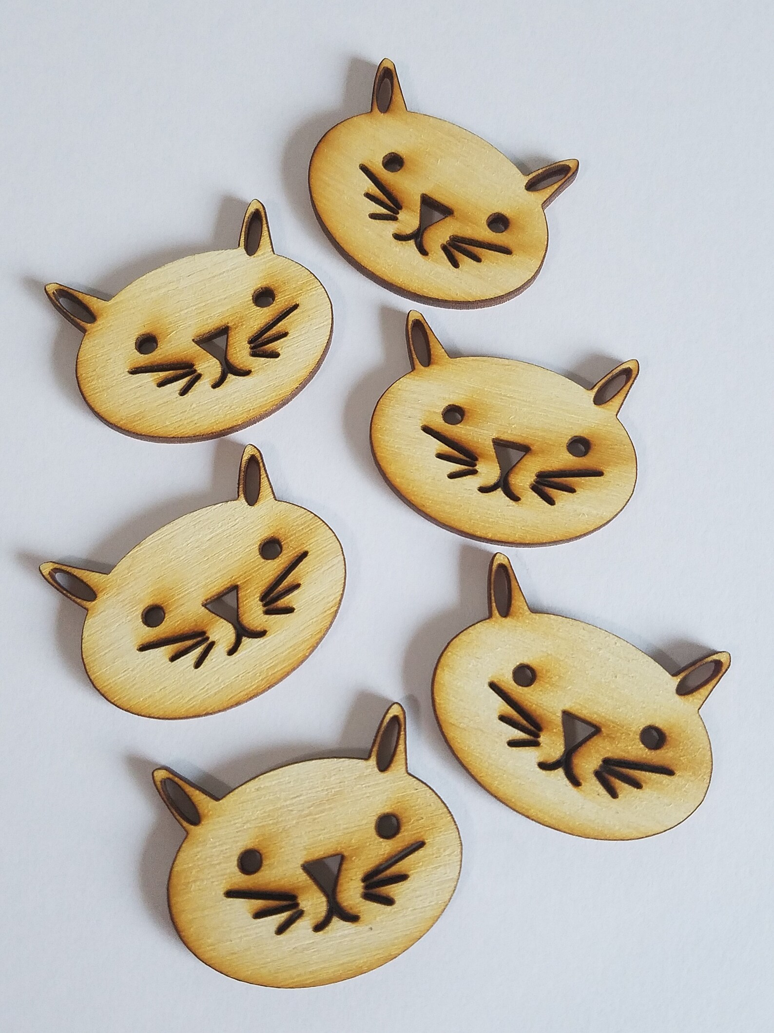 Wooden Kitty Cat Face Cut Outs Decoupage Garlands DIY | Etsy