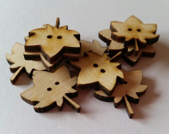 Wooden Leaf Buttons - Etsy