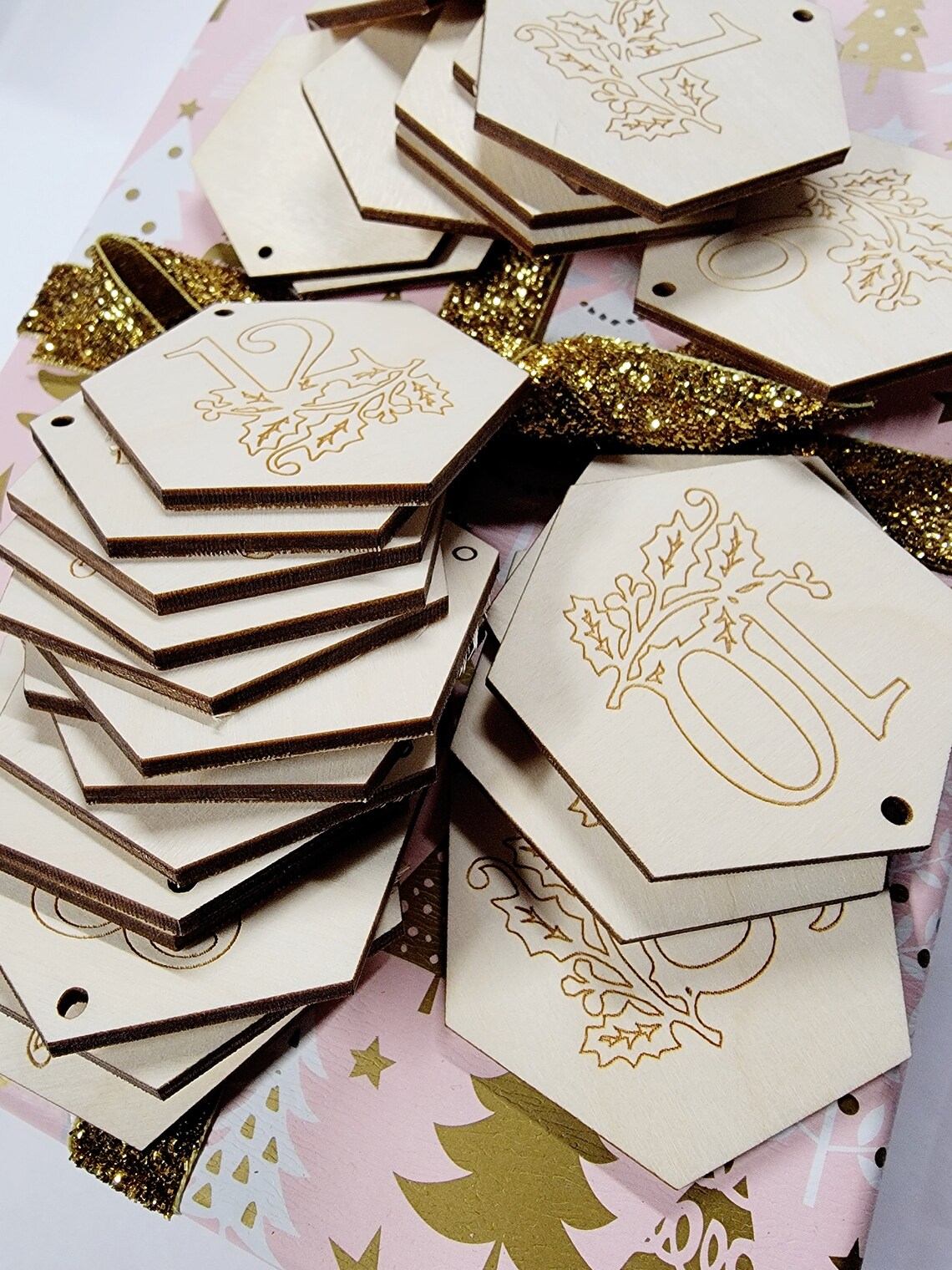 Hexagon Shape Advent Calendar Holiday Numbers Ornaments | Etsy