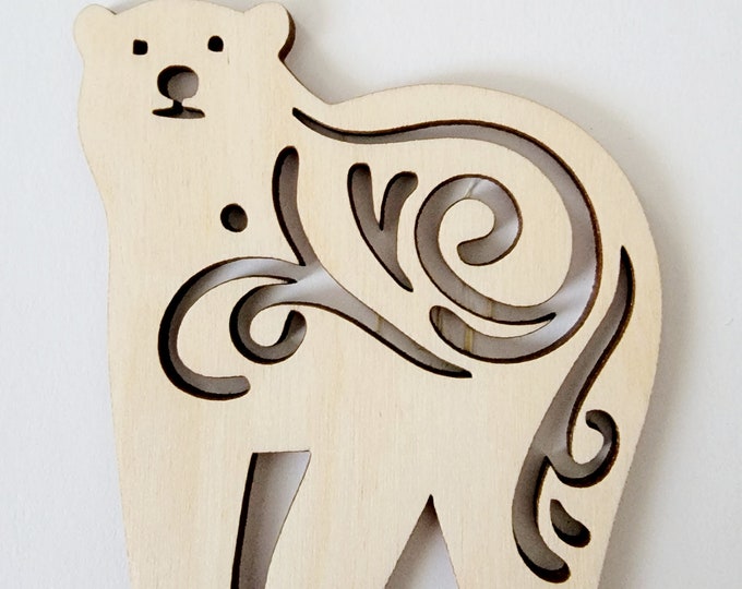 Set of 6 Wooden Polar Bear Cut Outs Scrap Booking, Wall Decor, Crafting ...