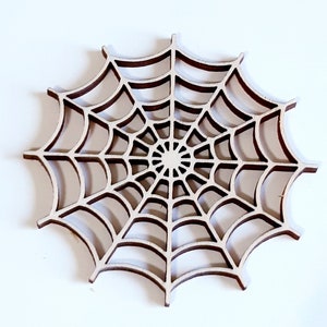 Set of 6 Wooden Spider Web Cut Outs Halloween Decoration, Spooky Decor ...