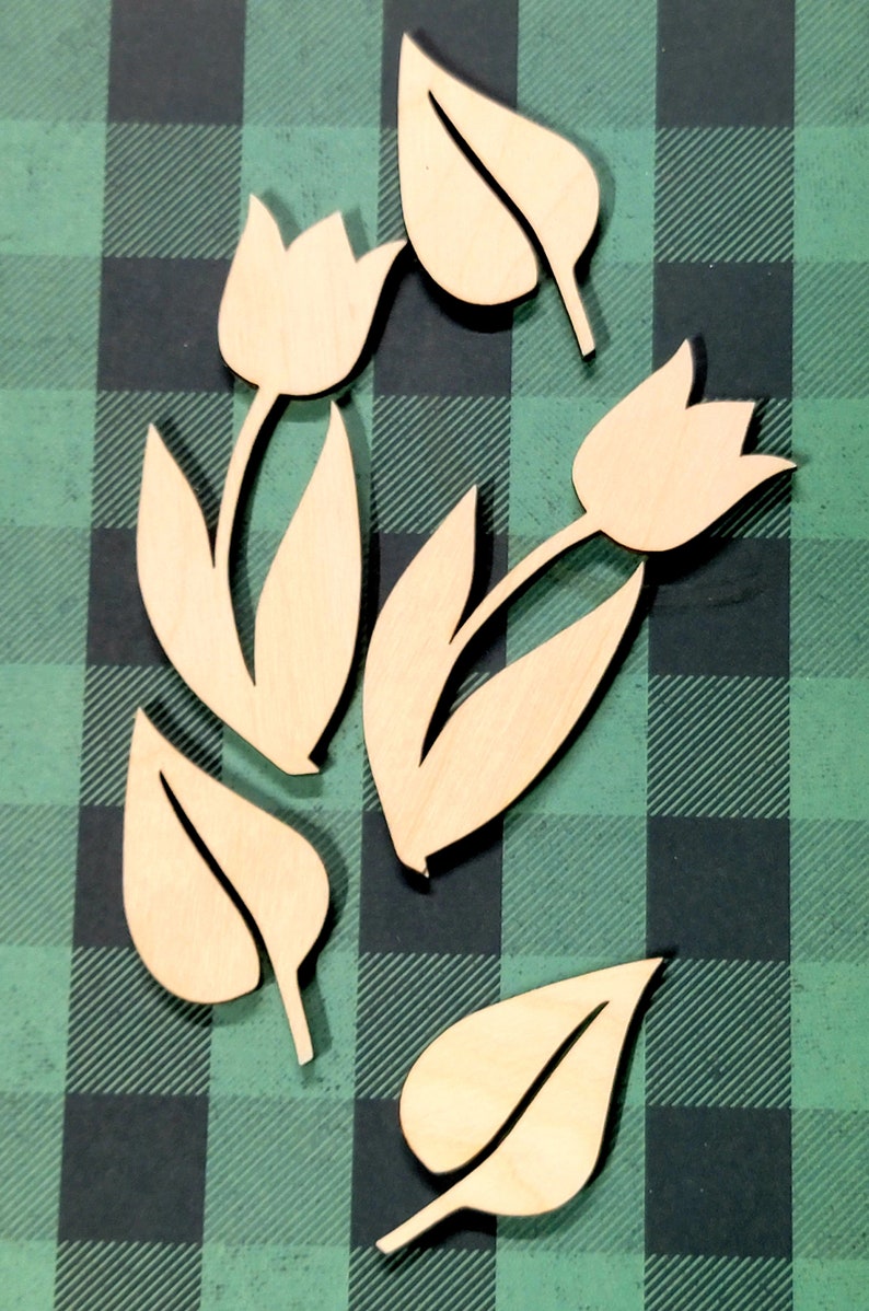 Set of 12 Wooden Tulip Petals Cut Outs Card Making Scrap - Etsy