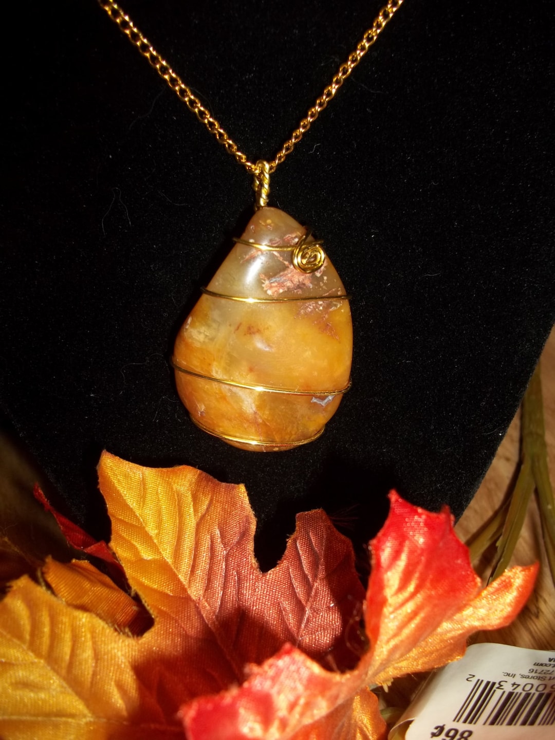 NOW Priced at 50% Off Necklace W/pendant, Yadenite Wire Wrapped in Gold ...
