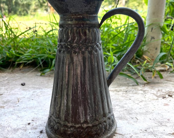Vintage Tin Water Pitcher, Farmhouse Decor, Rustic Metal Pitcher ...