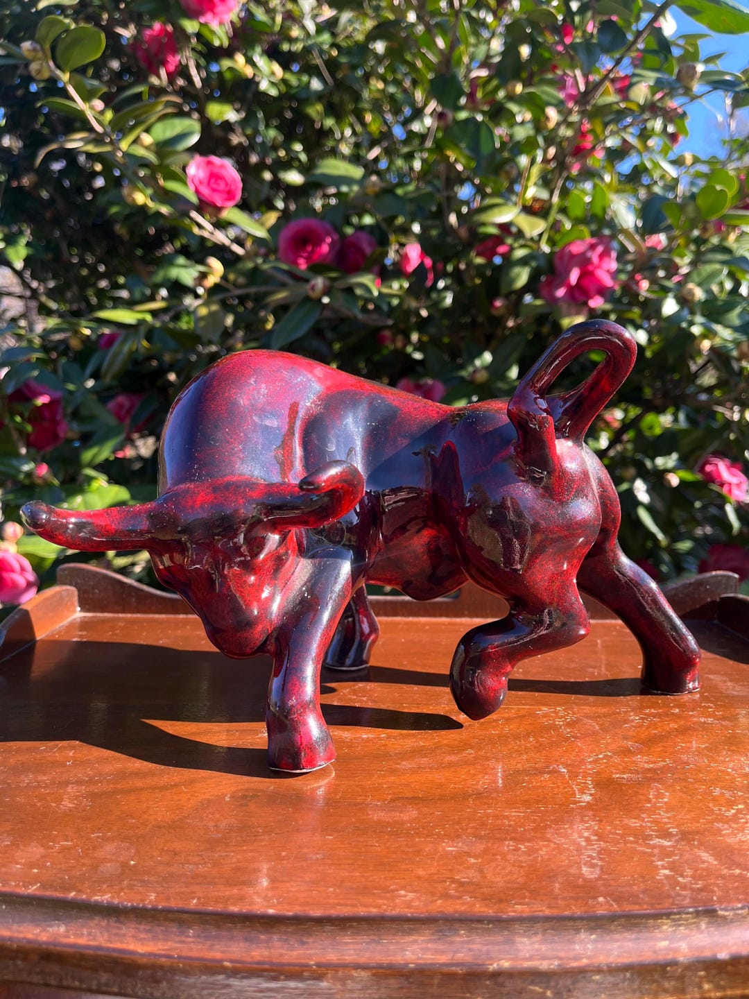 Vintage Ceramic Bull Sculpture, Rustic Animal Figurine, Farmhouse Decor ...