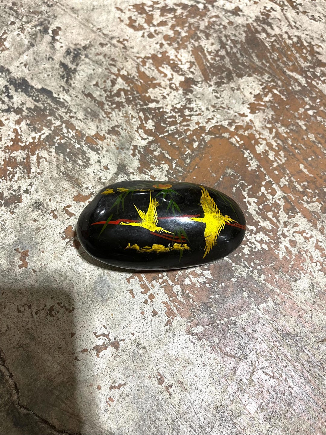 Black Lacquer Painted Stone, Smooth Stone, Decorative Rock, Zen Garden ...
