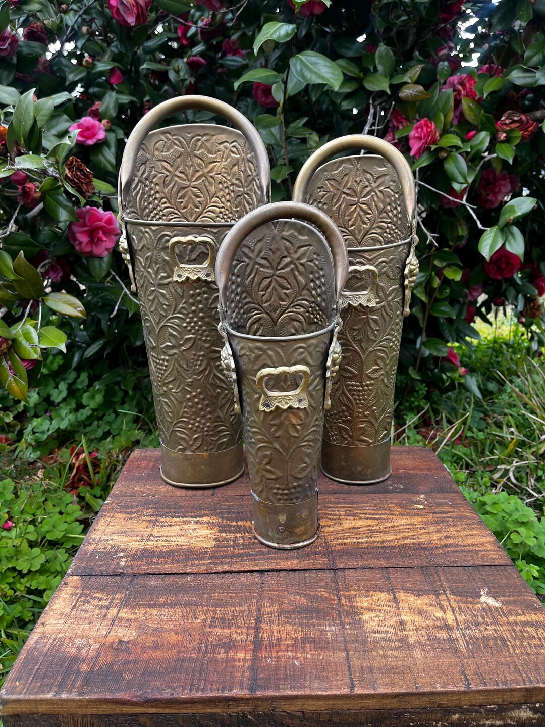 Vintage Brass Coal Scuttles, Set of 3, Antique Brass Decor, Collectible ...