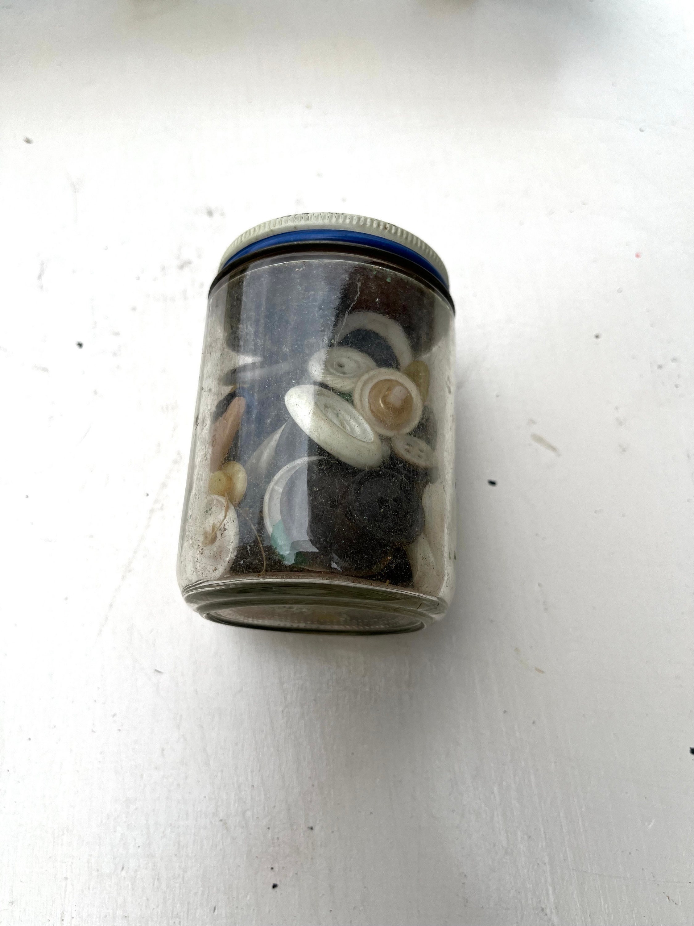Vintage Buttons Jar, Sewing Room Storage, Craft Supply Organizer, Mixed ...