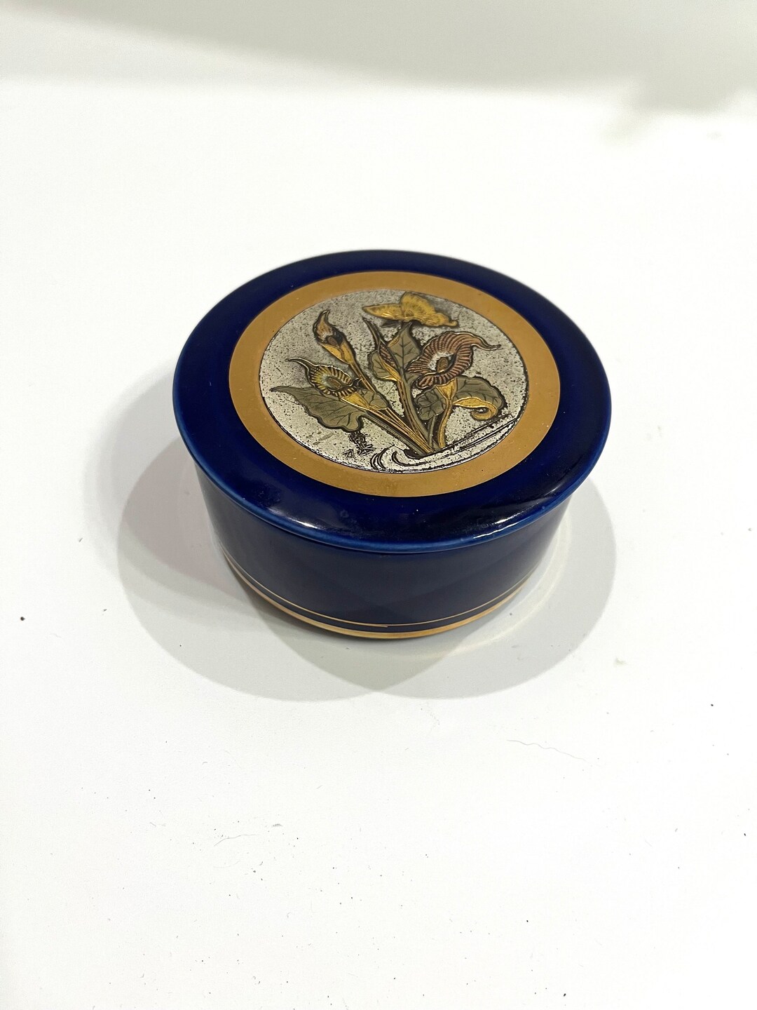 Chokin Trinket Box, Japanese Floral Design, Collectible Keepsake Box ...