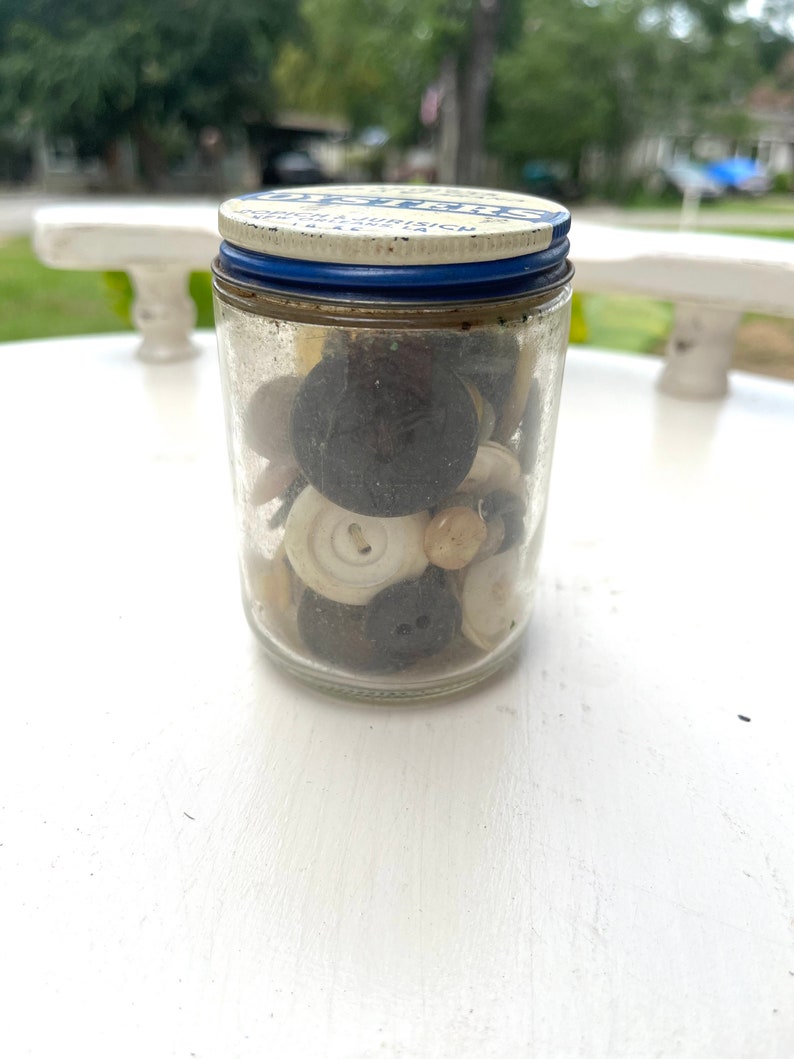 Vintage Buttons Jar, Sewing Room Storage, Craft Supply Organizer, Mixed ...