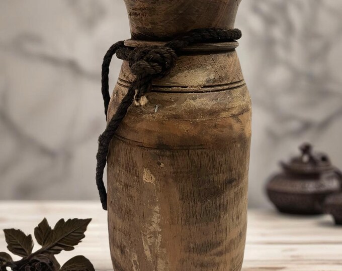 Nepalese Wood Jug Himalayan Vintage Pitcher, Himachal Pot, Handcrafted ...