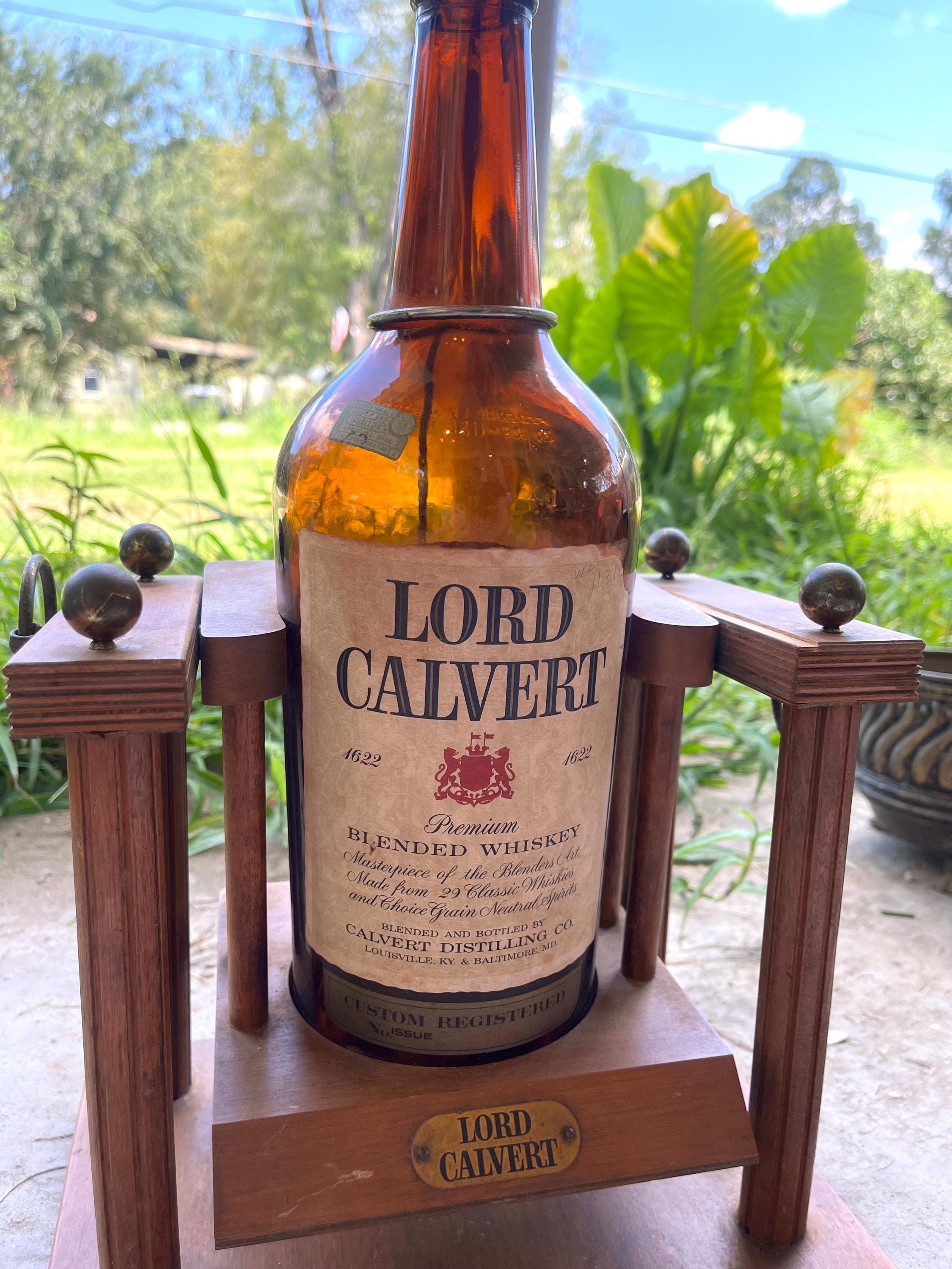 Lord Calvert Collectible Bottle With Wooden Cradle, Whiskey Decanter ...