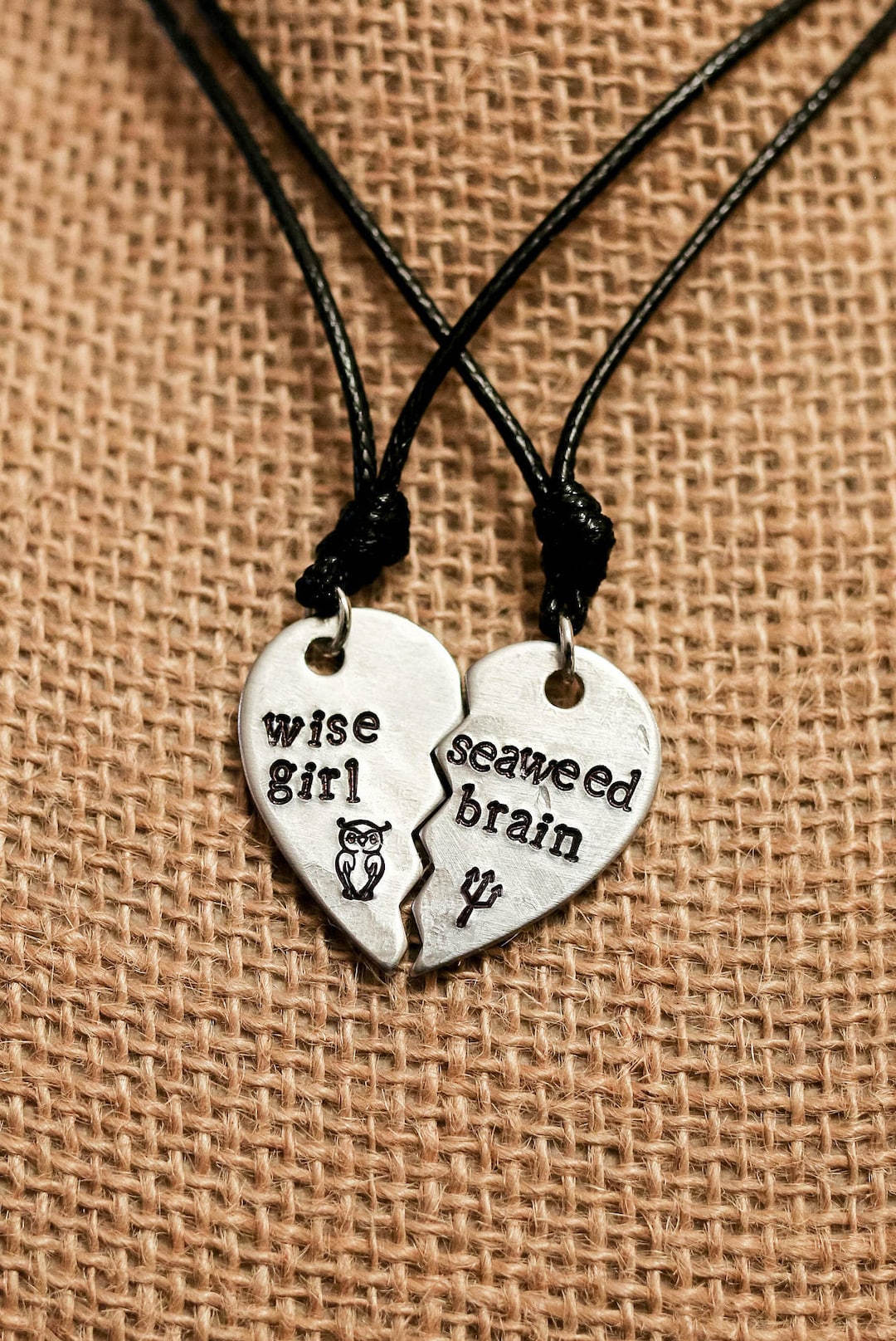 Percy Jackson Inspired "wise Girl" and "seaweed Brain" Heart Necklace ...
