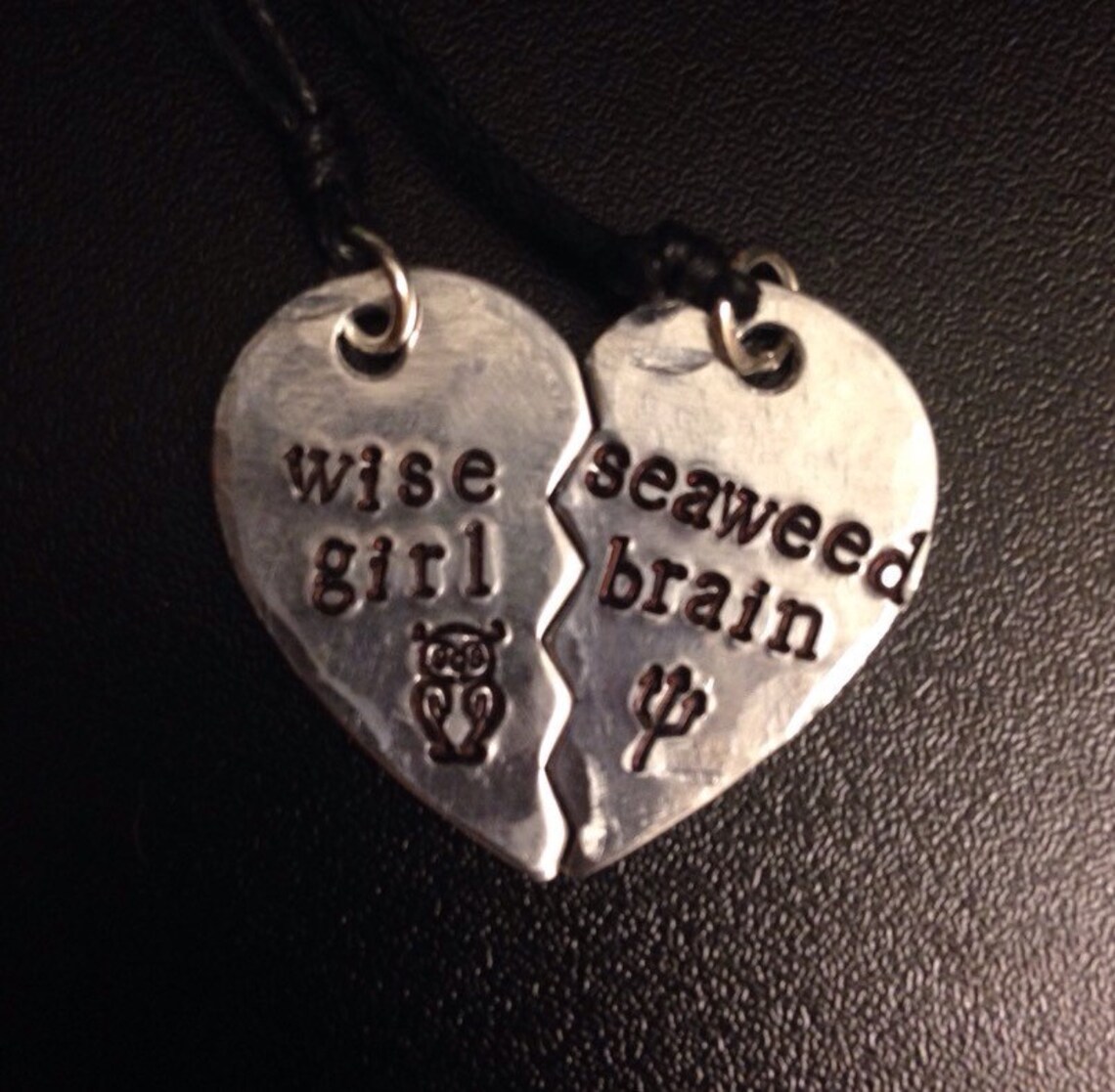 Percy Jackson Inspired Wise Girl And Seaweed Brain Heart Necklace 3181