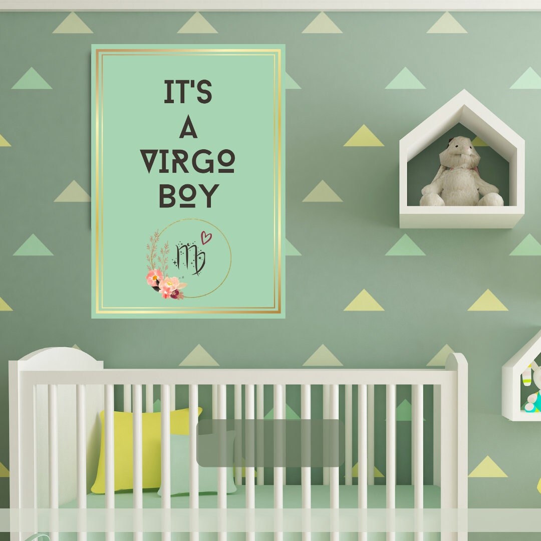 Virgo Boy Zodiac Pregnancy Announcement Art Print Digital Download - Etsy