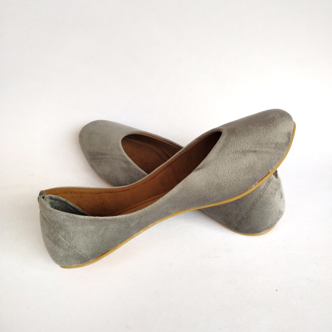 Silver Grey Velvet Flatswedding Flatswomen Ballet | Etsy