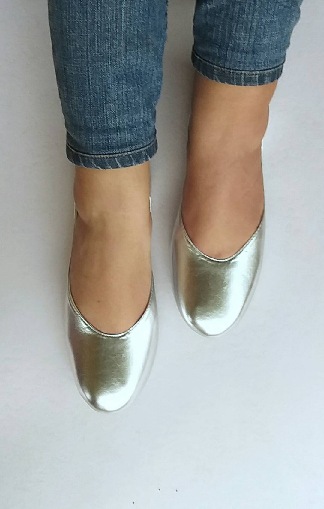 Silver Bridal Flatswedding Flatswomen Ballet Flatswomen - Etsy