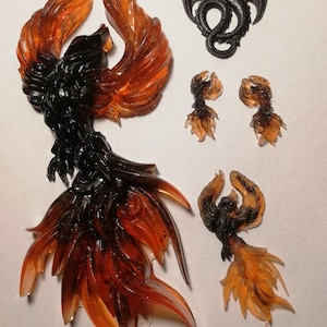 Emlems Large Phoenix Silicone Mould Food Safe for Cake Toppers, Resin ...