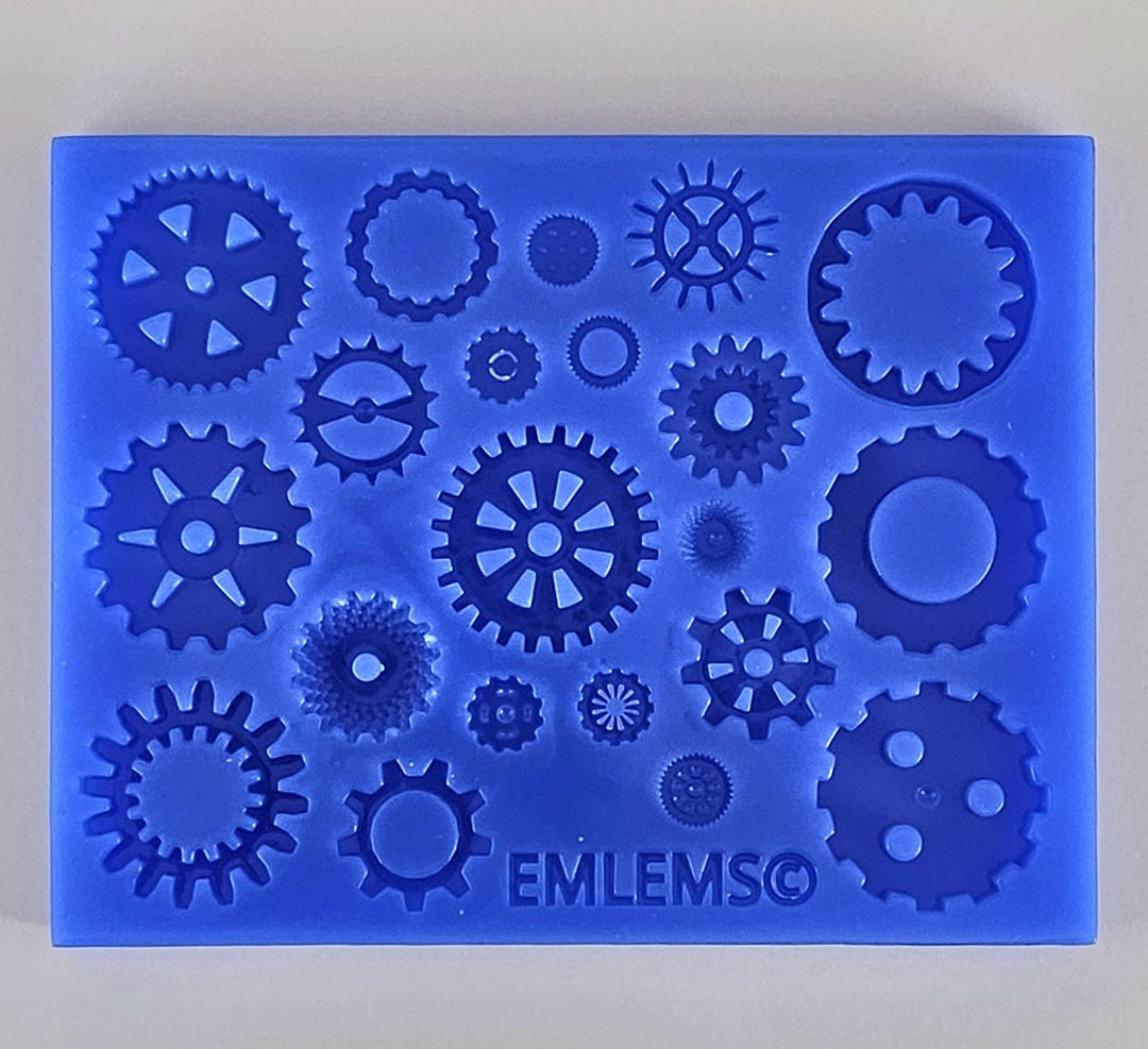 Emlems Steampunk Small Cogs 002 Silicone Mould for Cake Toppers, Resin ...