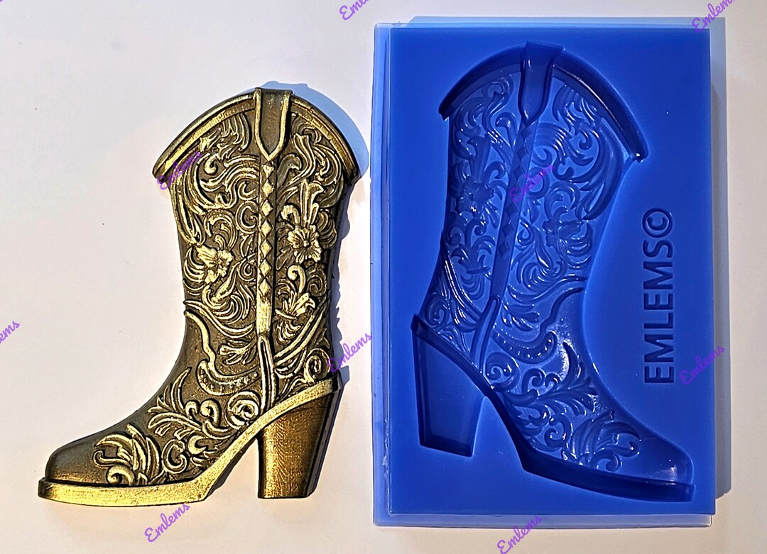 Emlems New Cowboy Boot Silicone Mould for Resin, Clay, Wax, Fondant ...