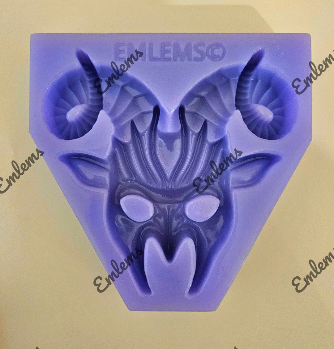 Emlems Curled Horned Devil Mask Silicone Mould for Cake Toppers, Resin ...