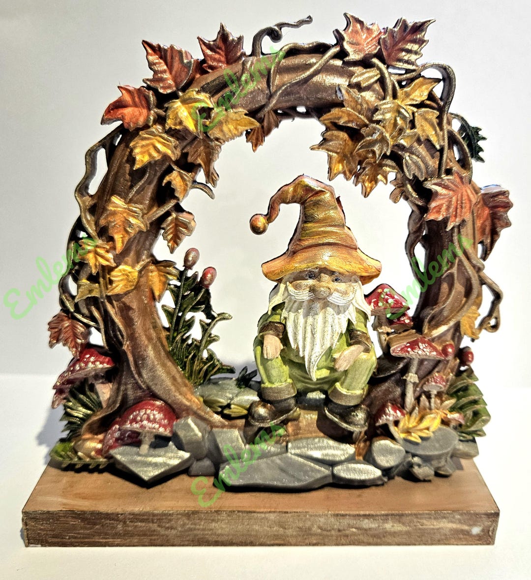 Beautiful Gnome Arch Ornament on Stand. Handmade, Hand Painted by ...