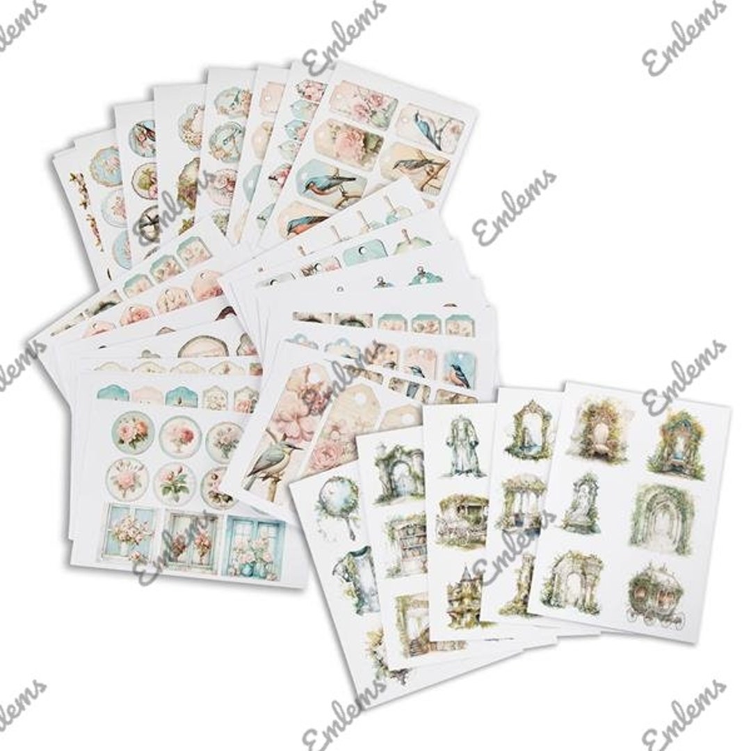 Pack of 50 Emlems Shabby Chic Craft Papers A4 X 50 Sheets 160gsm Tags ...
