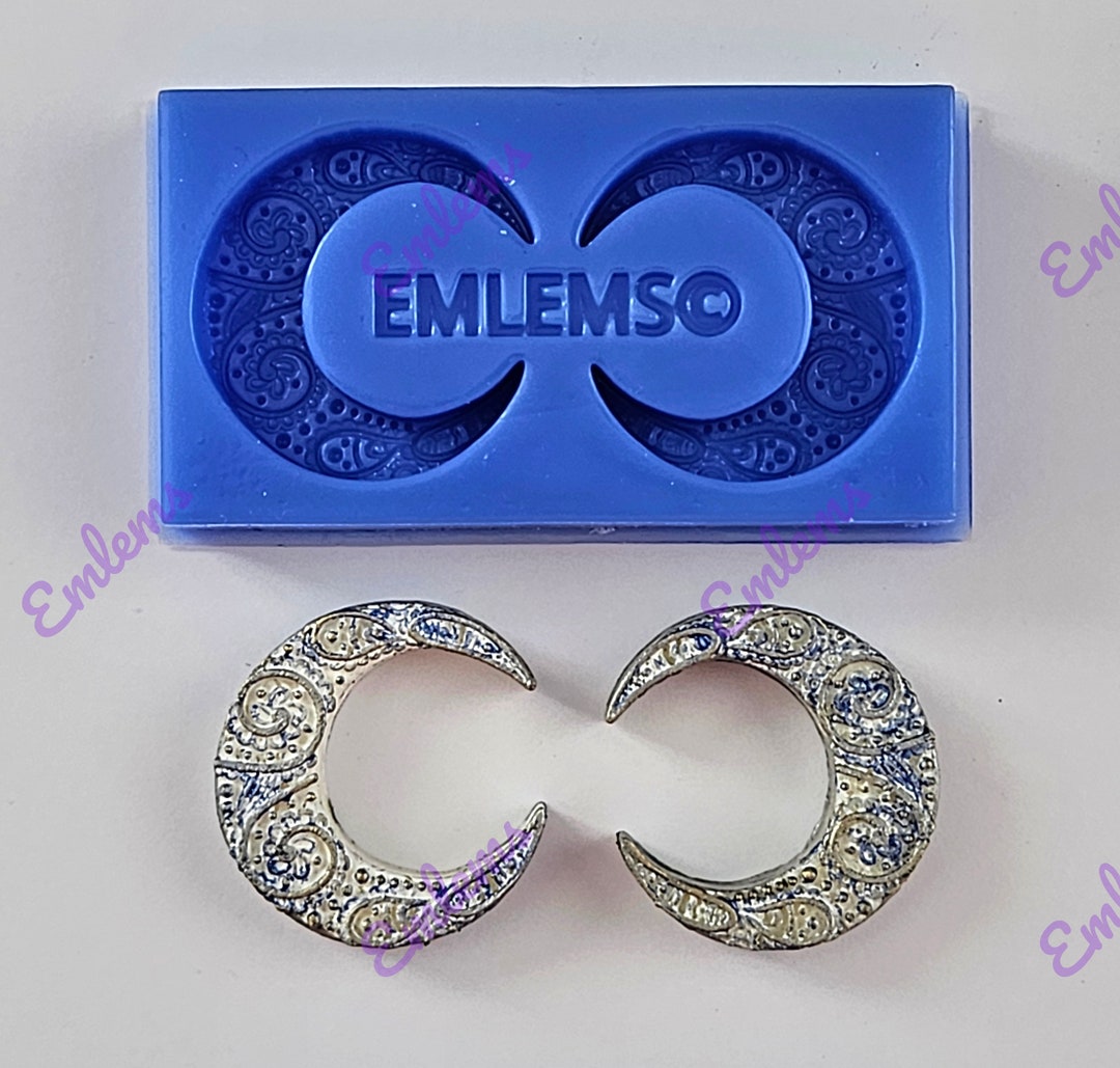 Emlems New Mini Ornate Moons Earring Size Silicone Mould for Cake ...