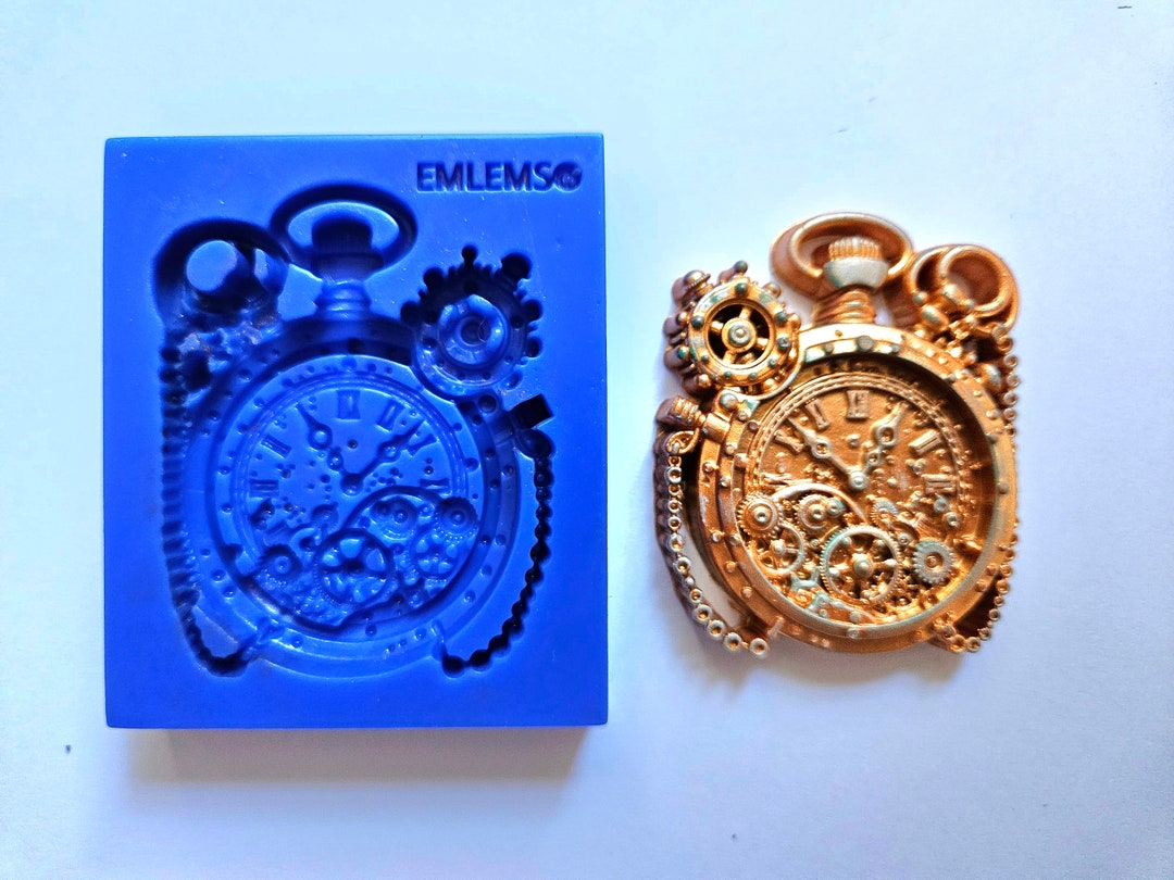 Emlems Steampunk Small Pocket Watch Silicone Mould for Resin, Clay, Wax ...