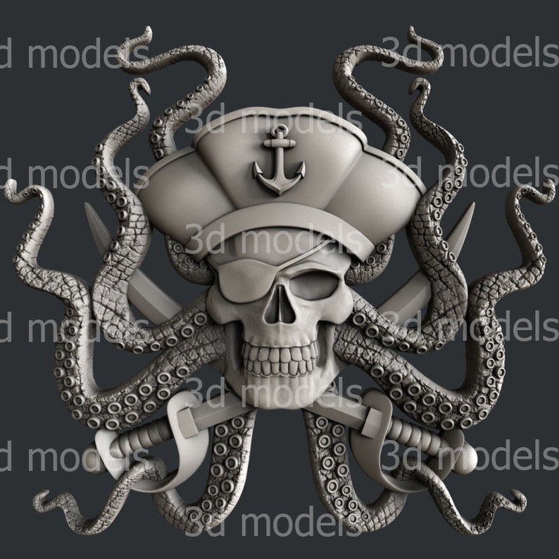 Emlems Octopus Pirate Skull Silicone Mould Sealife, Nautical for Resin ...