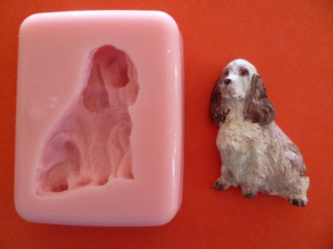 2d Flat Back Spaniel Dog Silicone Mould for Cake Toppers, Resin ...