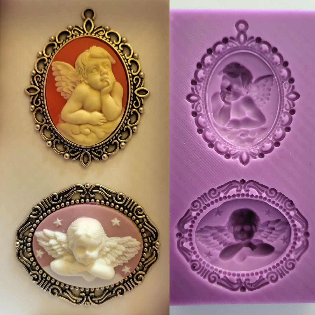 Emlems Cherub Angel Cameo Duo Silicone Mould for Resin, Pendant, Cake ...