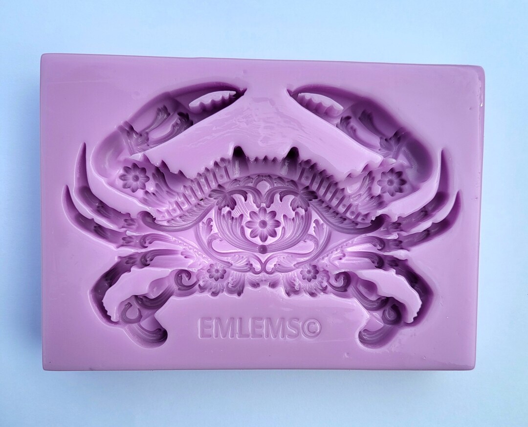 Emlems Beautiful Ornate Crab Silicone Mould With for Resin, Chocolate, Soap, Clay and Much More ...