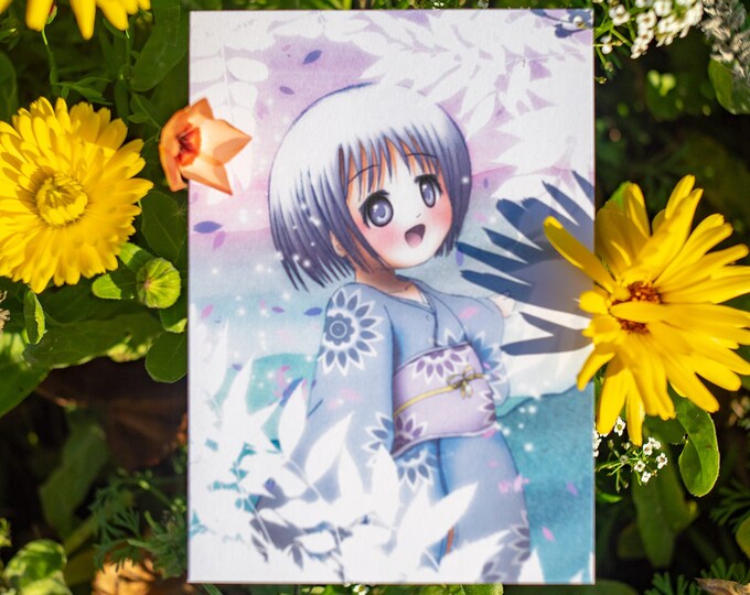 Japanese Kimono Girl Anime Manga Style Original Character Greetings ...