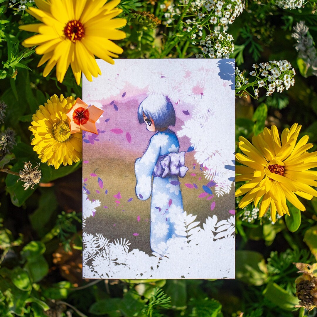 Japanese Kimono Girl Anime Manga Style Greetings Card - Etsy