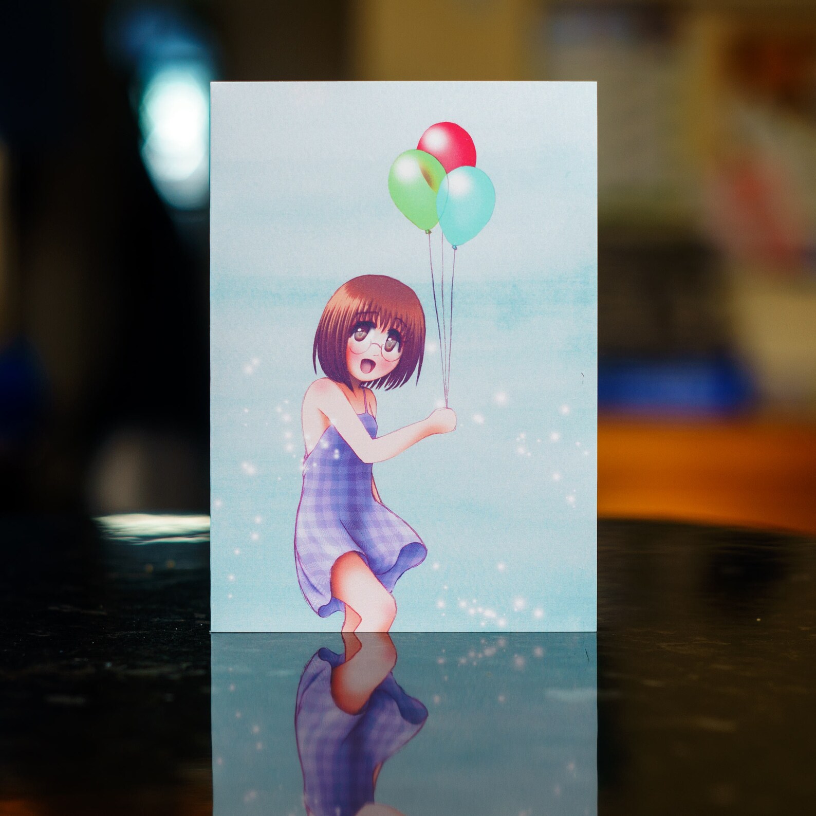 Birthday Balloons Cute Anime Manga Style Original Artwork - Etsy