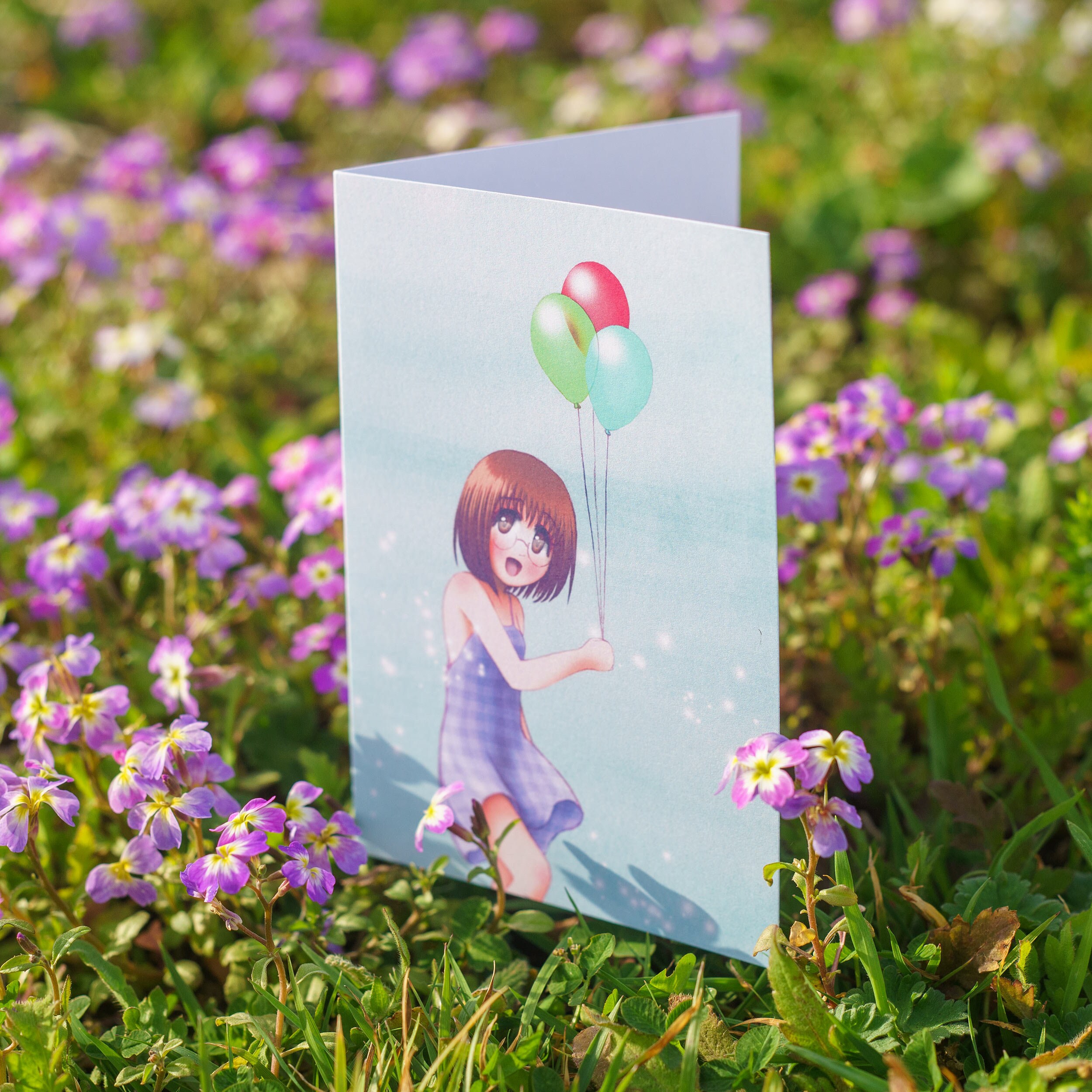 Birthday Balloons Cute Anime Manga style Original Artwork | Etsy