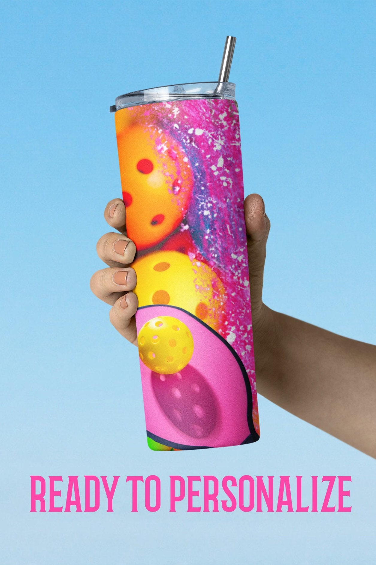 Pickleball Design for Sublimation, Skinny Tumbler Digital Download, PNG ...