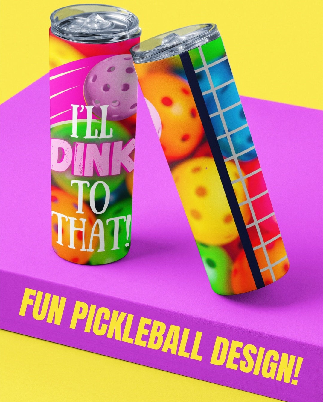 Pickleball Design for Sublimation, Skinny Tumbler Digital Download, PNG ...
