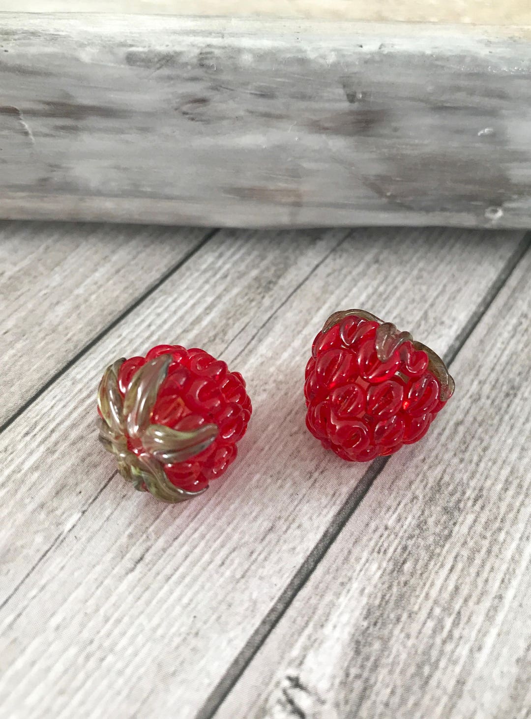 2+ Raspberry Bead Glass Red Raspberry Bead Realistic Glass Lampwork ...